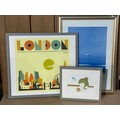 2 prints and a signed lithograph. London Skyline print 68x62cm ...
