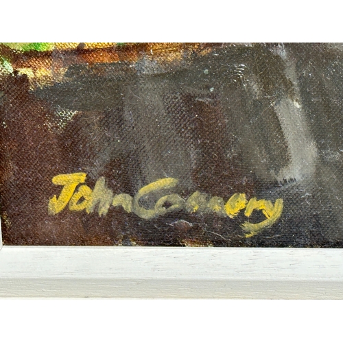 John Connery. A large oil on canvas. Farmer and Sheep Dog. 76x61cm ...