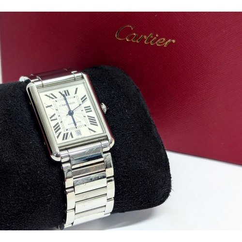A Cartier Tank Must Extra-Large watch with watch case and box. WSTA0053