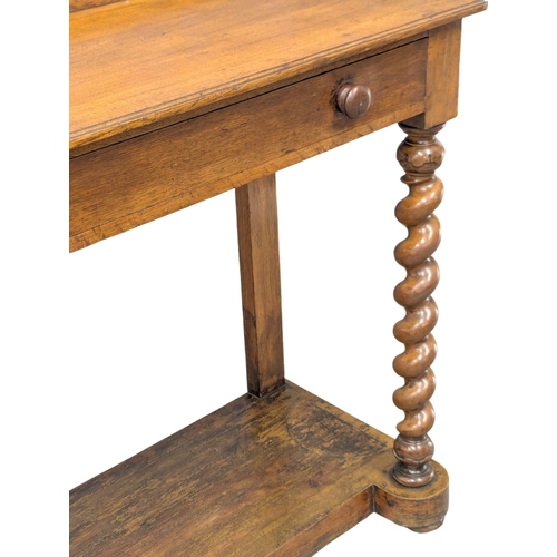 A 19th Century Victorian oak console table / side table with drawer and ...