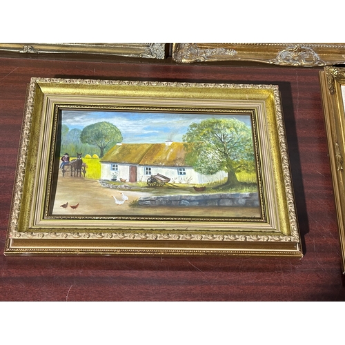 5 oil paintings. Signed E.N. Bell
