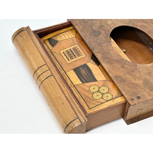A Late 19th Century inlaid burr walnut book box. With various inlays ...