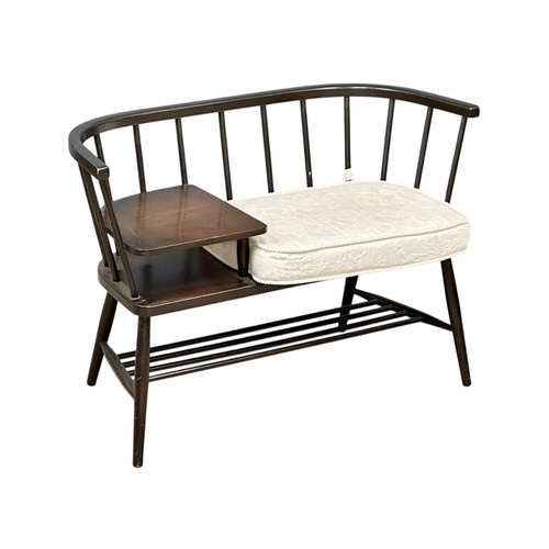 A Mid Century elm and beech hall bench/telephone bench. Ercol style ...