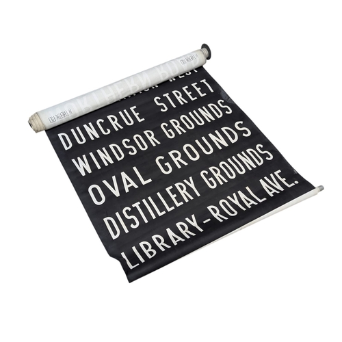 A Belfast bus destination blind.