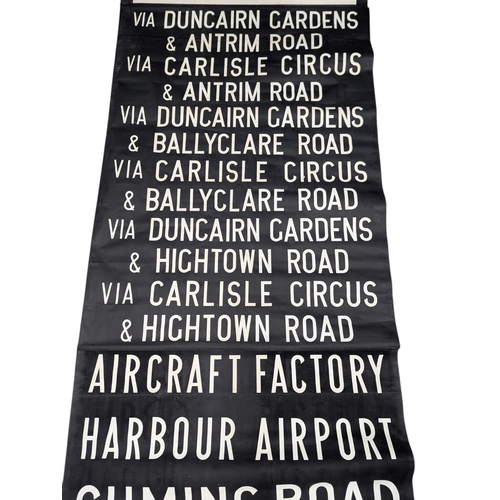 A Belfast bus destination blind.