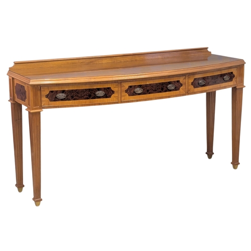 A large Georgian style bow front console table with inlaid satinwood ...