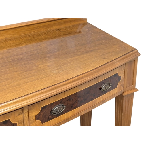 A large Georgian style bow front console table with inlaid satinwood ...