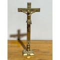 A vintage brass crucifix. 43.5cm.