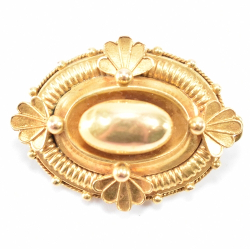19th century Victorian gold wash oval lozenge brooch. Oval with central ...