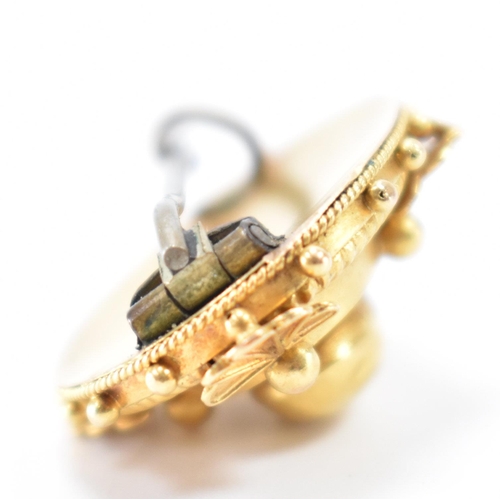 19th century Victorian gold wash oval lozenge brooch. Oval with central ...