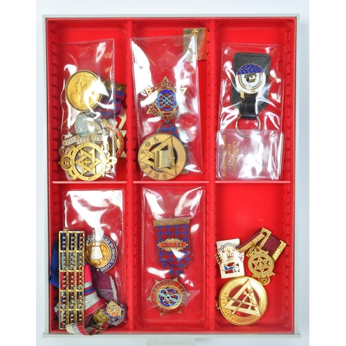 A collection of Masonic Free Masons medals, including silver hallmark ...