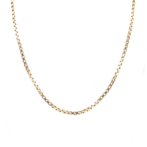 A hallmarked 9ct yellow gold box link chain necklace. The necklace ...