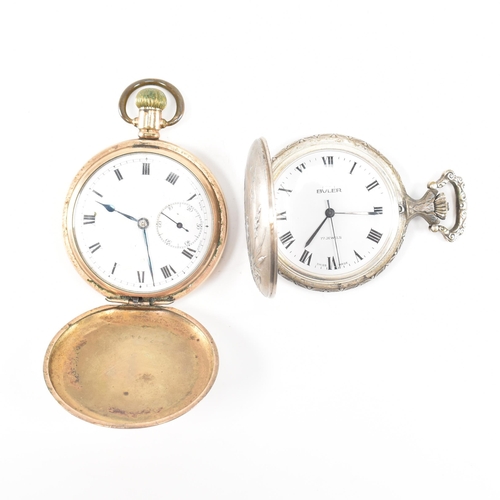 A collection of four pocket watches. The lot to include; a gold plated ...