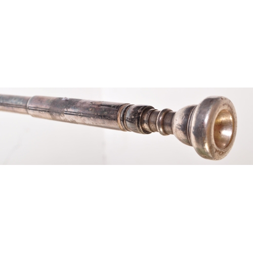 A large silver plated buisine heraldic horn. The horn marked Besson 6 ...