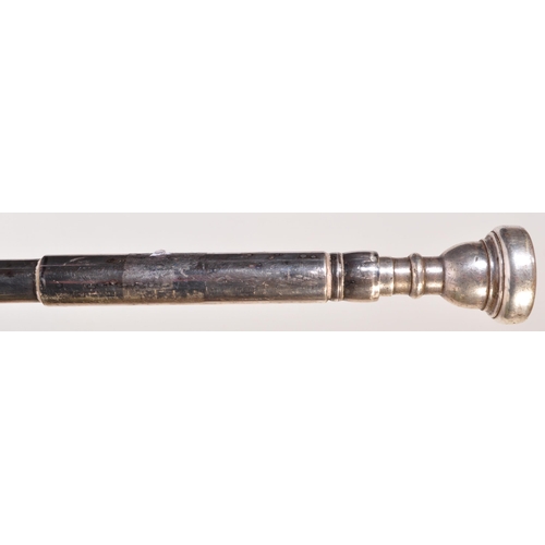 A large silver plated buisine heraldic horn. The horn marked Besson 6 ...