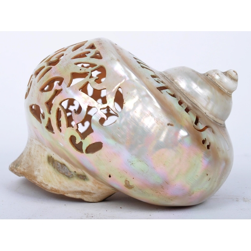 A pair of late 19th century Victorian carved pearl shells, engraved ...