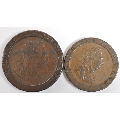 Two Britannia 1797 George III DG Rex cartwheel coins. 40mm x 4mm - 35mm ...