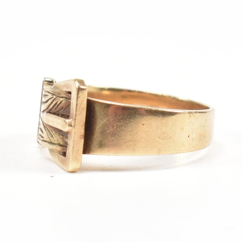 A hallmarked 9ct gold keepers buckle ring.The hallmarked ring having ...