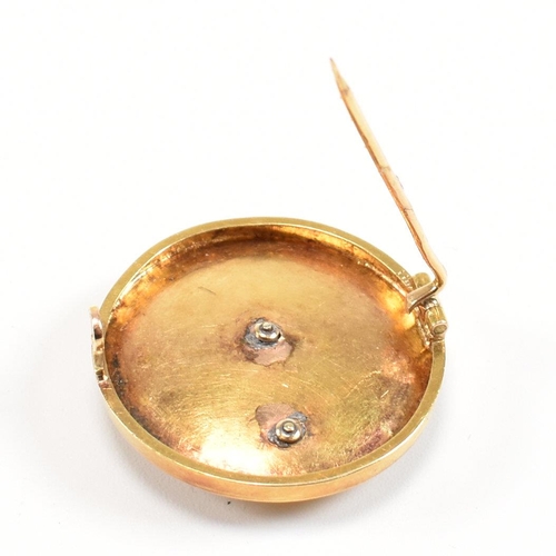 A French 18ct gold garnet and pearl club brooch pin. The brooch set ...