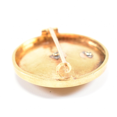 A French 18ct gold garnet and pearl club brooch pin. The brooch set ...