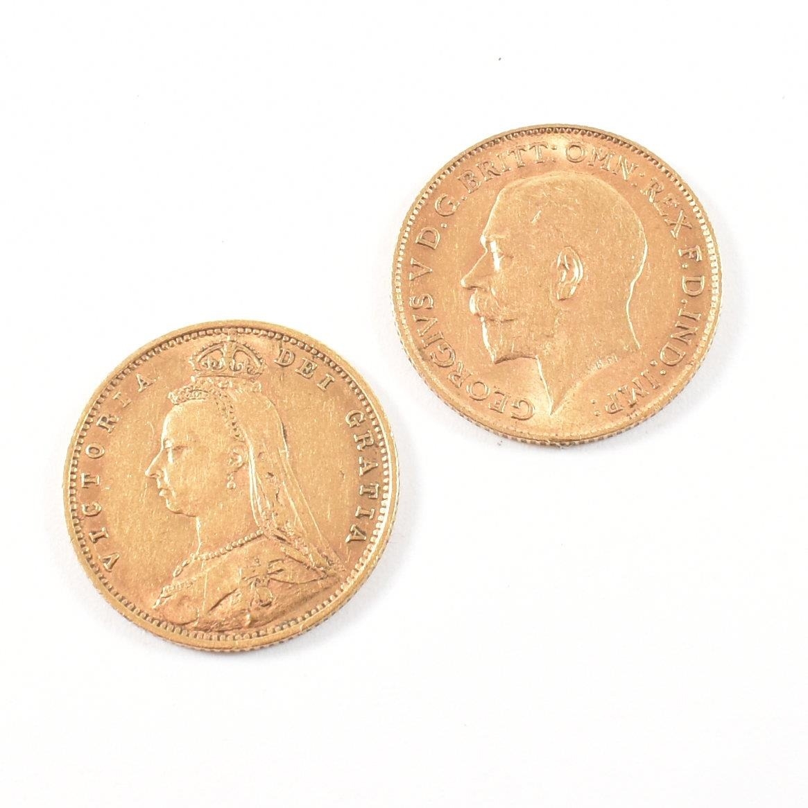 Two 22ct gold half sovereigns. The half sovereigns to include a ...