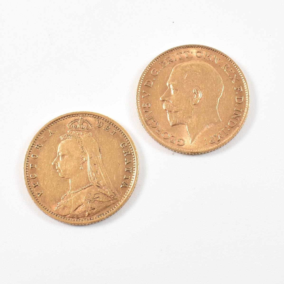 Two 22ct gold half sovereigns. The half sovereigns to include a ...