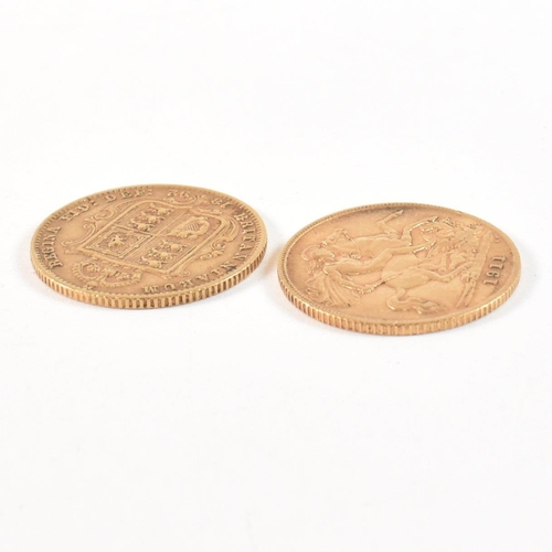 Two 22ct gold half sovereigns. The half sovereigns to include a ...