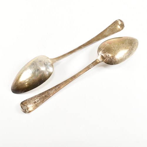 A pair of George III hallmarked silver serving spoons. The Georgian ...