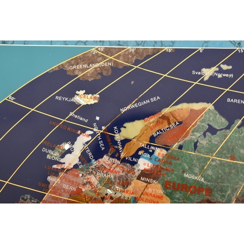 A vintage 20th century blue lapis and semi precious stones framed map ...