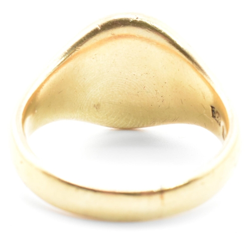 A hallmarked 18ct gold signet ring. The hallmarked 18ct yellow gold ...
