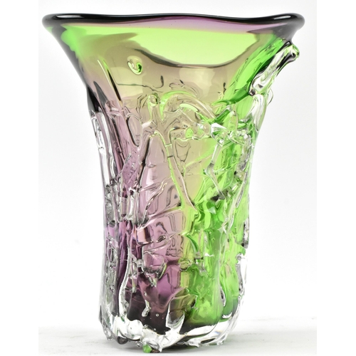 Peter Layton - a vintage studio art glass trailed vase. The vase having ...
