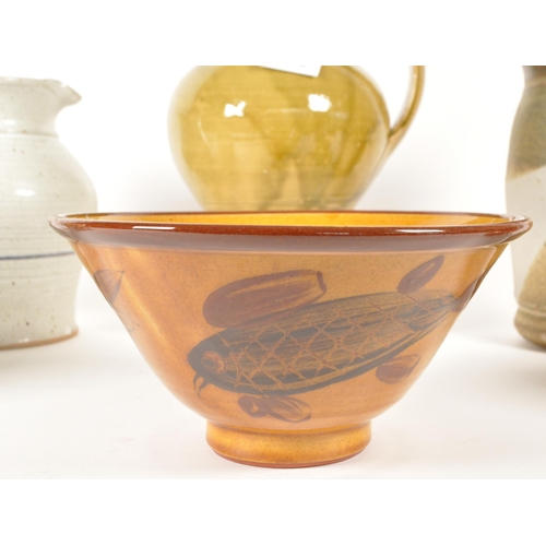 A collection of ceramic studio art pottery. Mainly jugs and one bowl ...