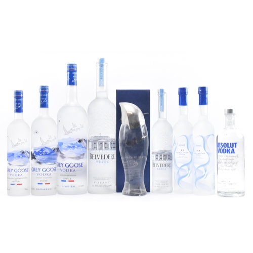 Nine bottles of vodka. 40% vol, sizes from 70cl to 1.75l. Comprising ...