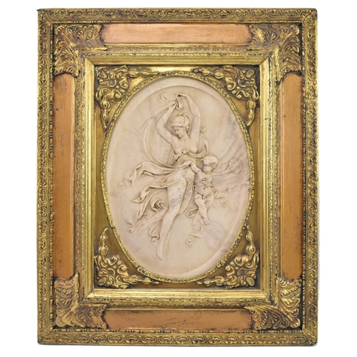 A pair of 19th century French Grand Tour style gilt framed alabaster ...