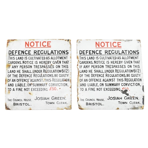 A pair of early 20th century circa 1930s Bristol porcelain enamel signs ...