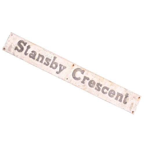 Stansby Crescent - a cast aluminium road sign. The sign of slender ...