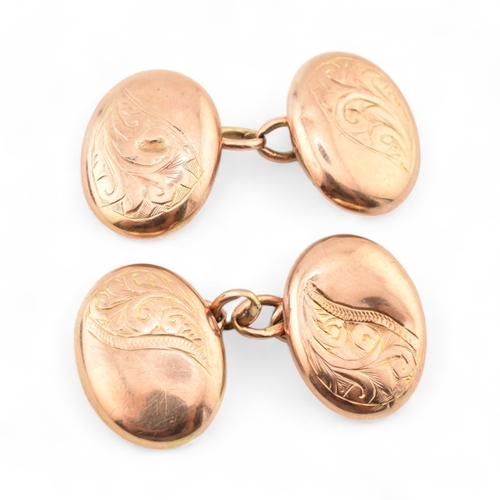 A pair of early 20th century hallmarked 9ct gold cufflinks. The ...