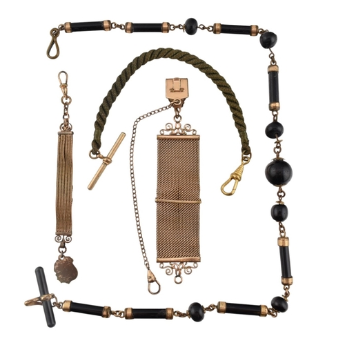 Assortment of antique watch chains. The chains to include a mourning ...